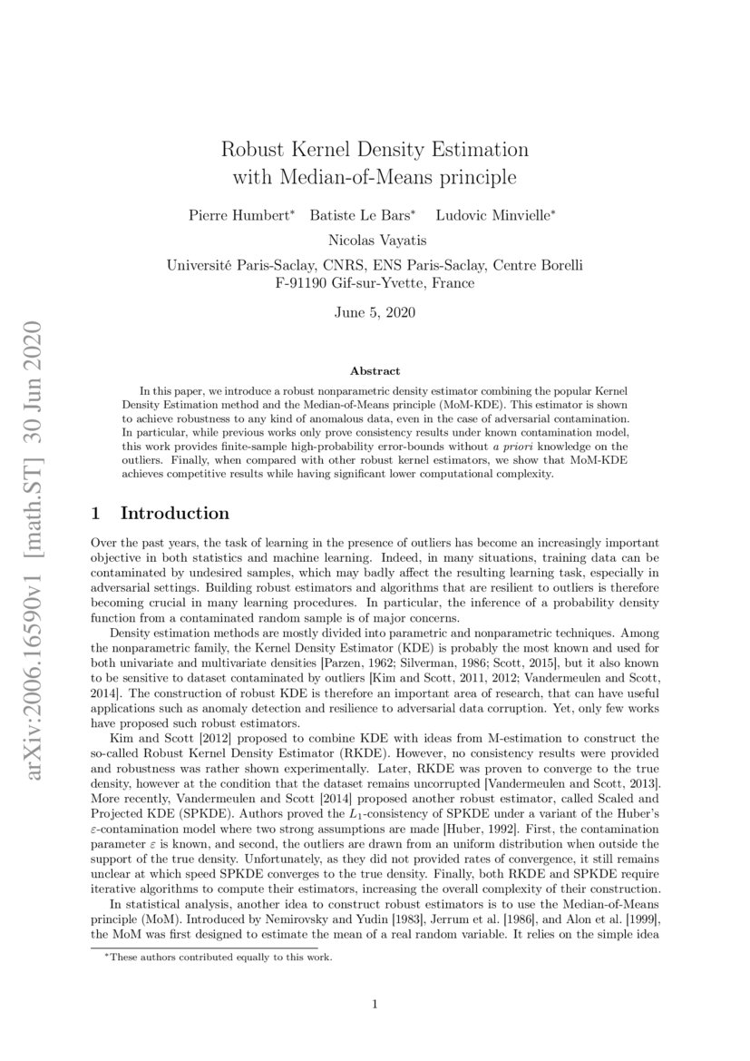 Robust Kernel Density Estimation With Median Of Means Principle Deepai