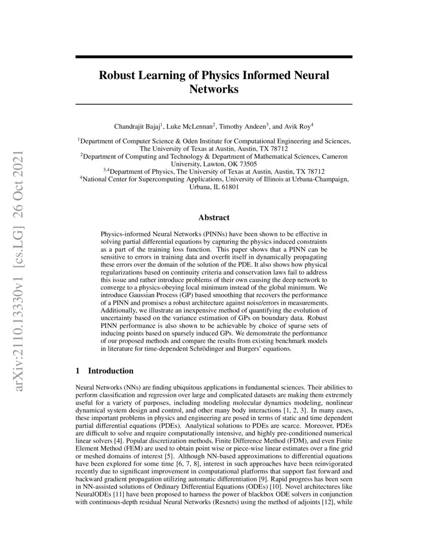 Robust Learning of Physics Informed Neural Networks | DeepAI