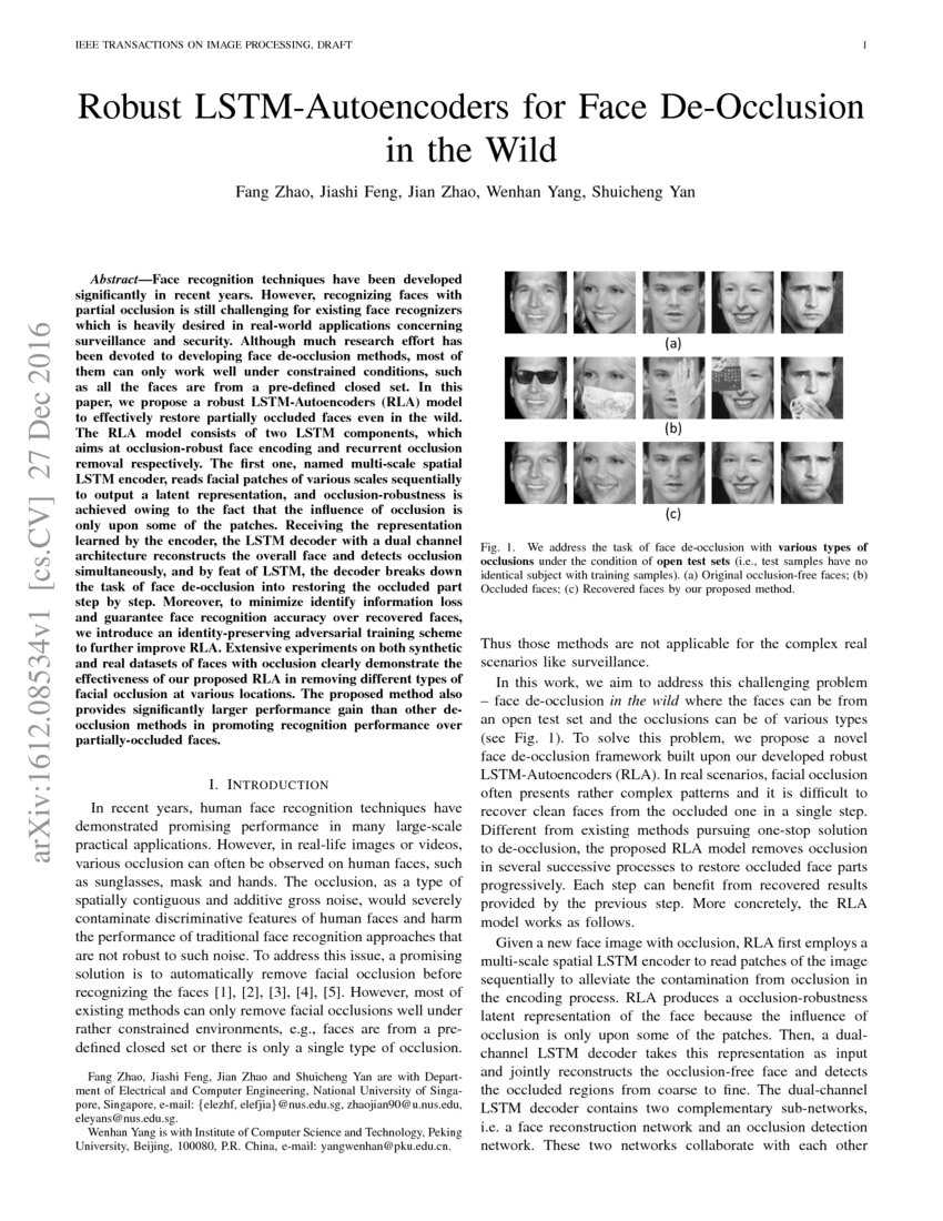 Robust LSTM-Autoencoders for Face De-Occlusion in the Wild | DeepAI