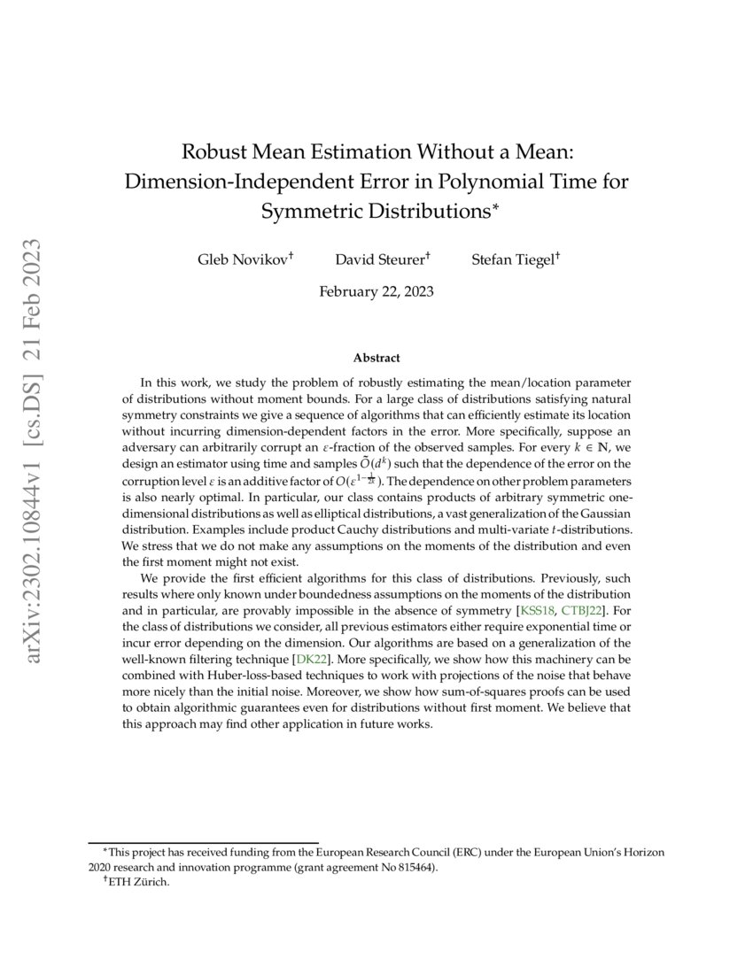 Robust Mean Estimation Without a Mean: Dimension-Independent Error in Polynomial Time for ...