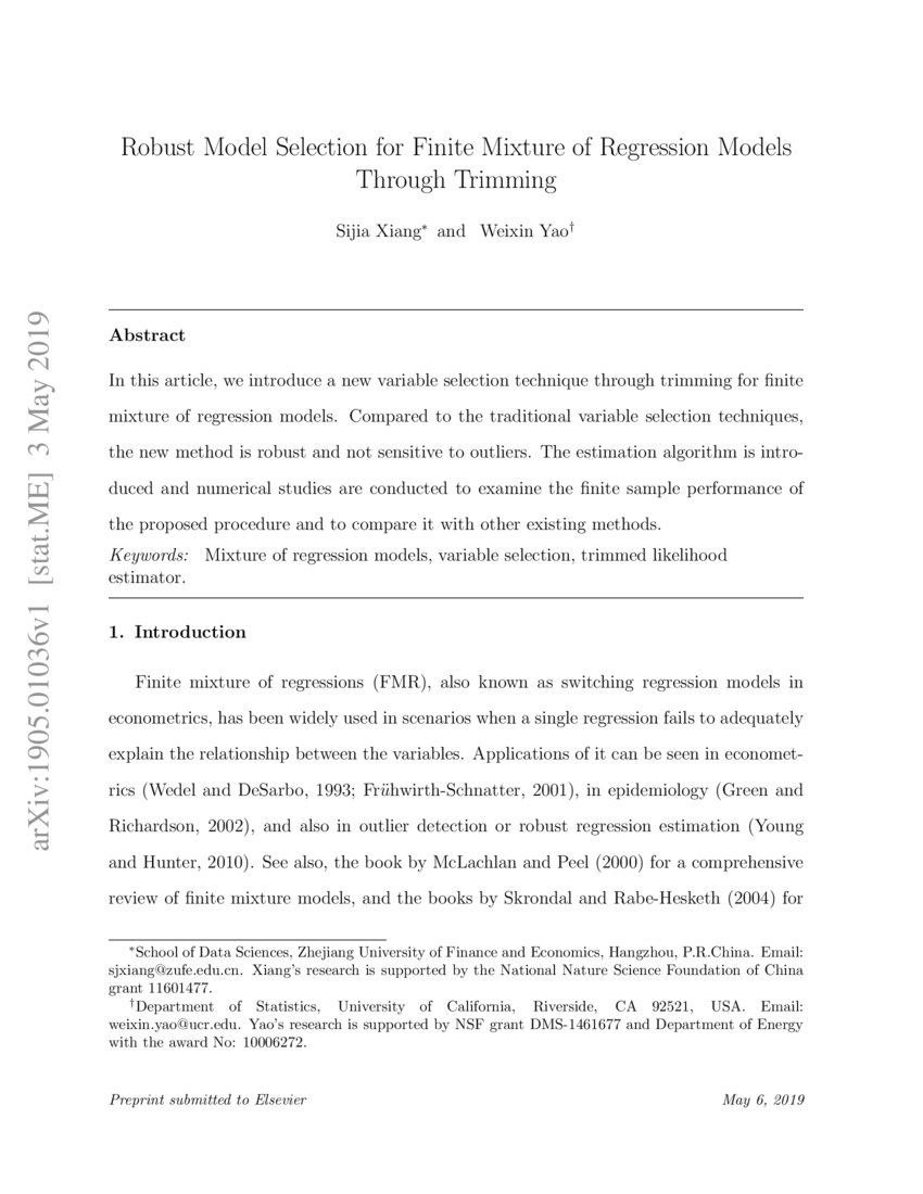 Robust Model Selection For Finite Mixture Of Regression Models Through 3626