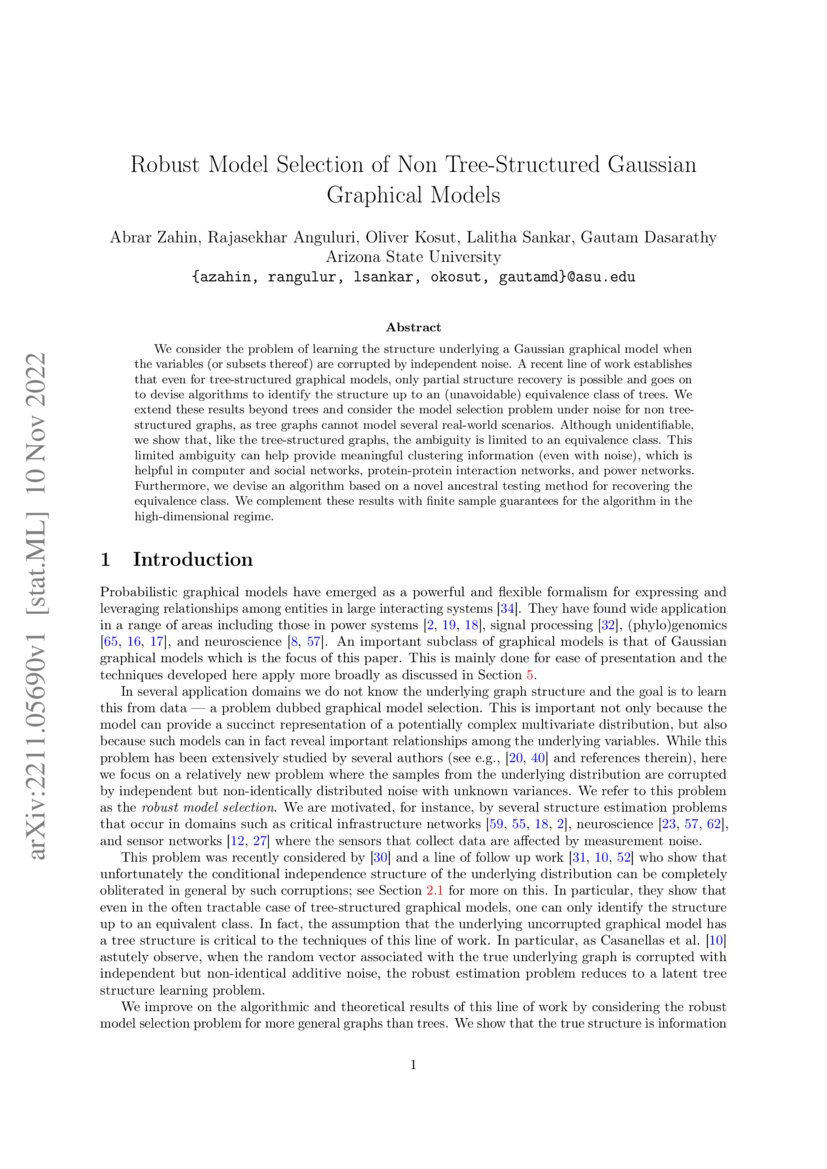 Robust Model Selection Of Non Tree Structured Gaussian Graphical Models Deepai
