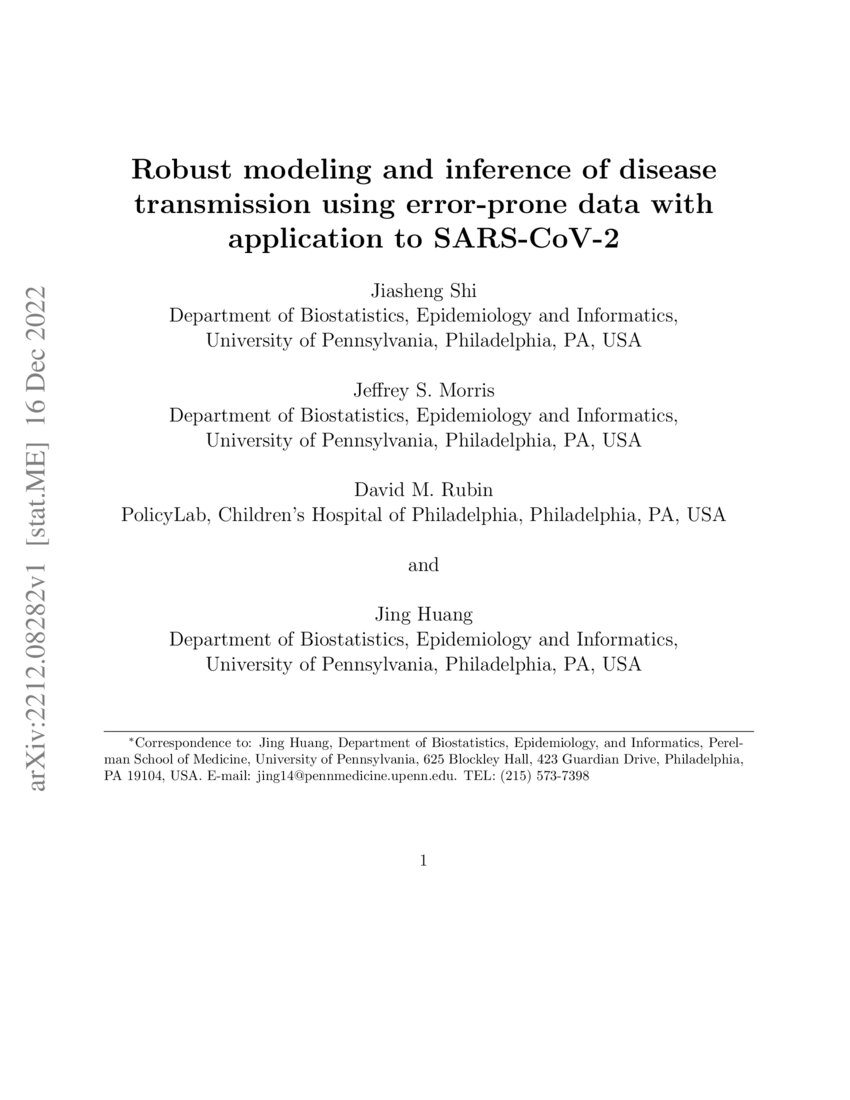 Robust Modeling And Inference Of Disease Transmission Using Error Prone Data With Application To