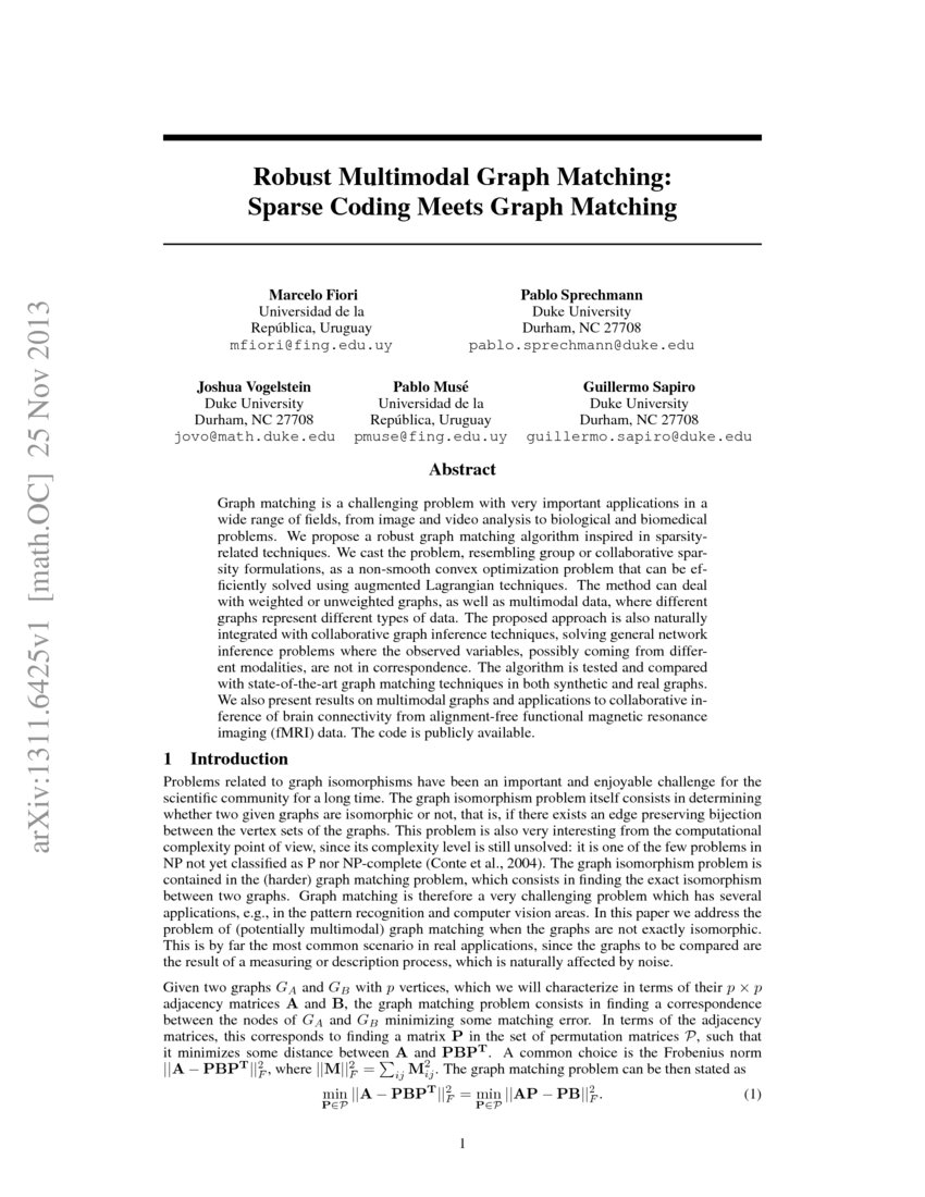 Robust Multimodal Graph Matching: Sparse Coding Meets Graph Matching | DeepAI