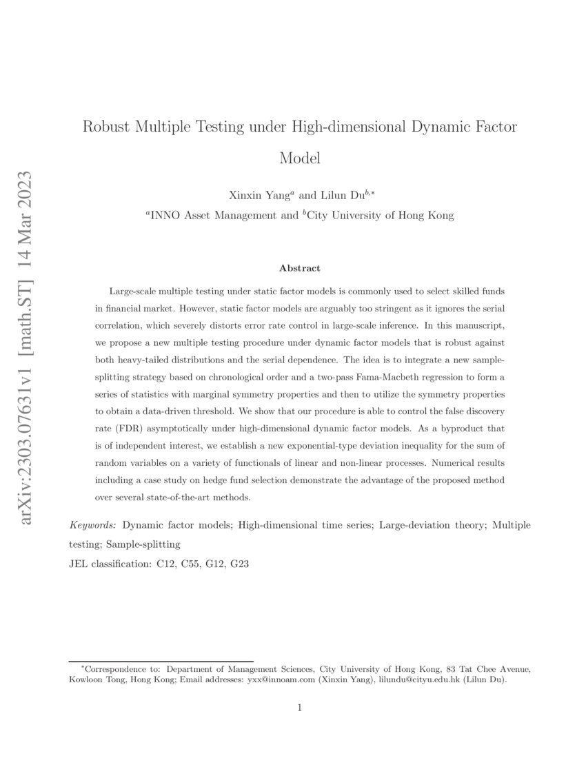 Robust Multiple Testing Under High Dimensional Dynamic Factor Model Deepai 