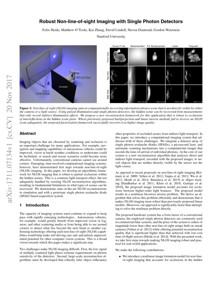 Robust Non-line-of-sight Imaging with Single Photon Detectors | DeepAI