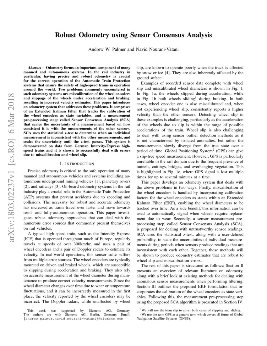 Robust Odometry Using Sensor Consensus Analysis Deepai