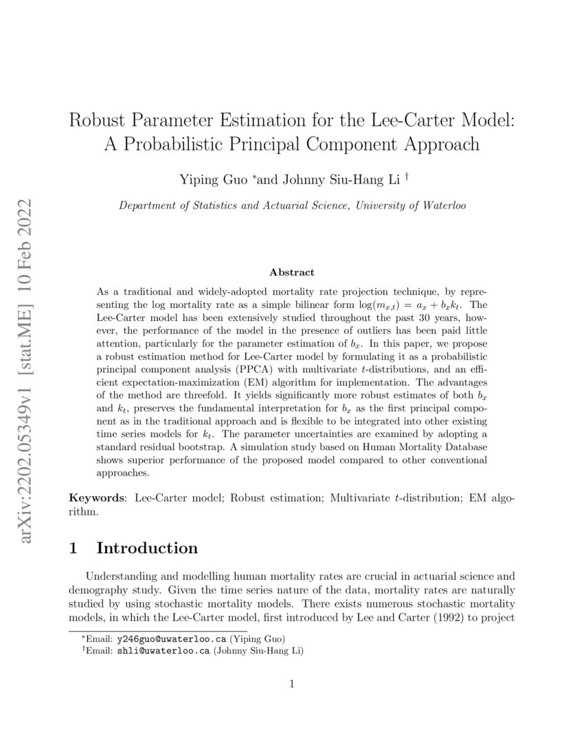 Robust Parameter Estimation for the Lee-Carter Model: A Probabilistic Principal Component ...