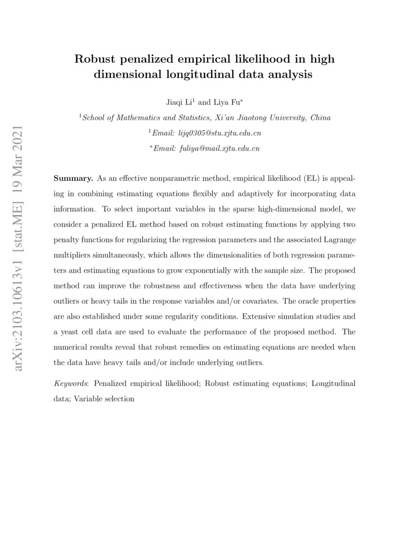 Robust Penalized Empirical Likelihood In High Dimensional Longitudinal Data Analysis Deepai