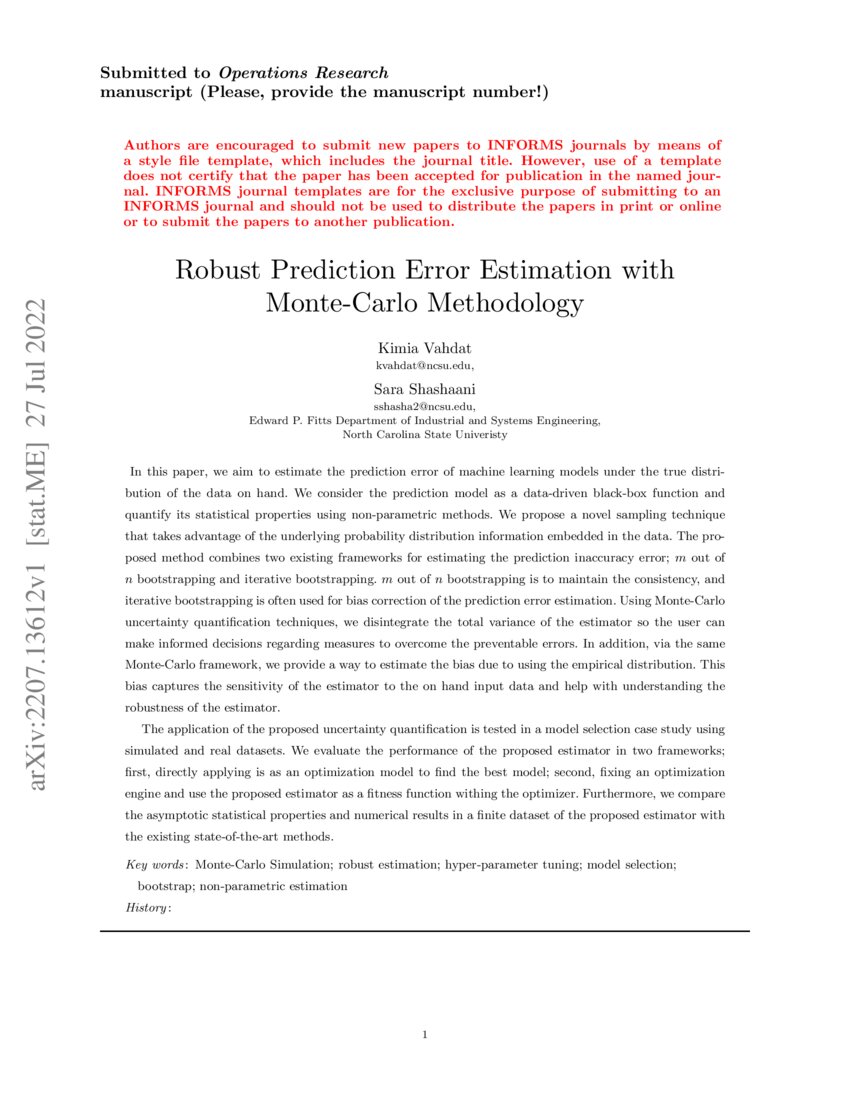 Robust Prediction Error Estimation with Monte-Carlo Methodology | DeepAI