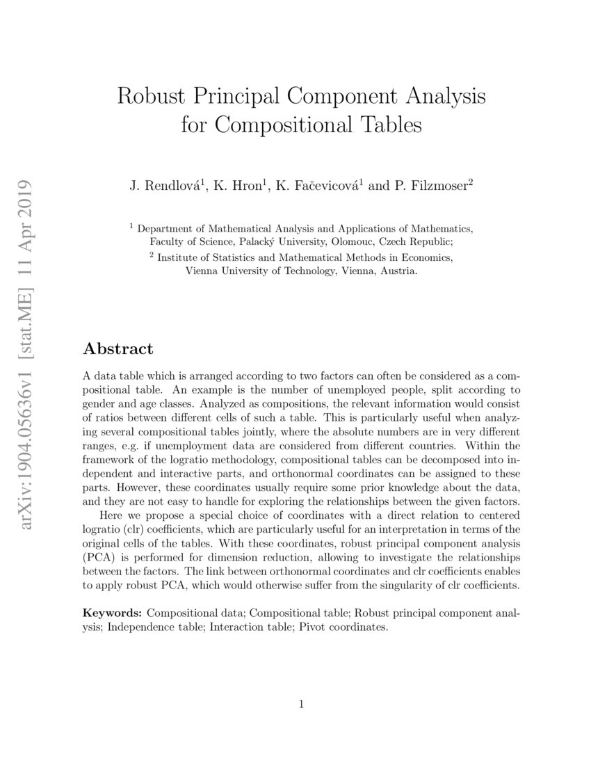 Robust Principal Component Analysis For Compositional Tables Deepai