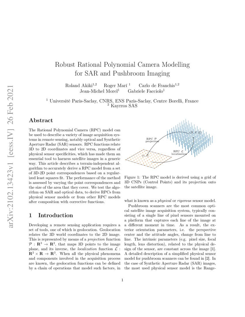 Robust Rational Polynomial Camera Modelling for SAR and Pushbroom ...