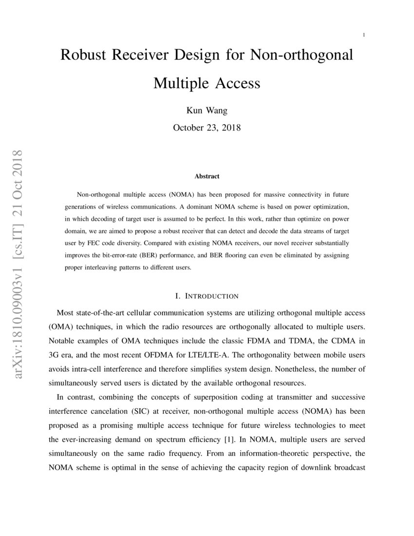 Robust Receiver Design For Non Orthogonal Multiple Access Deepai