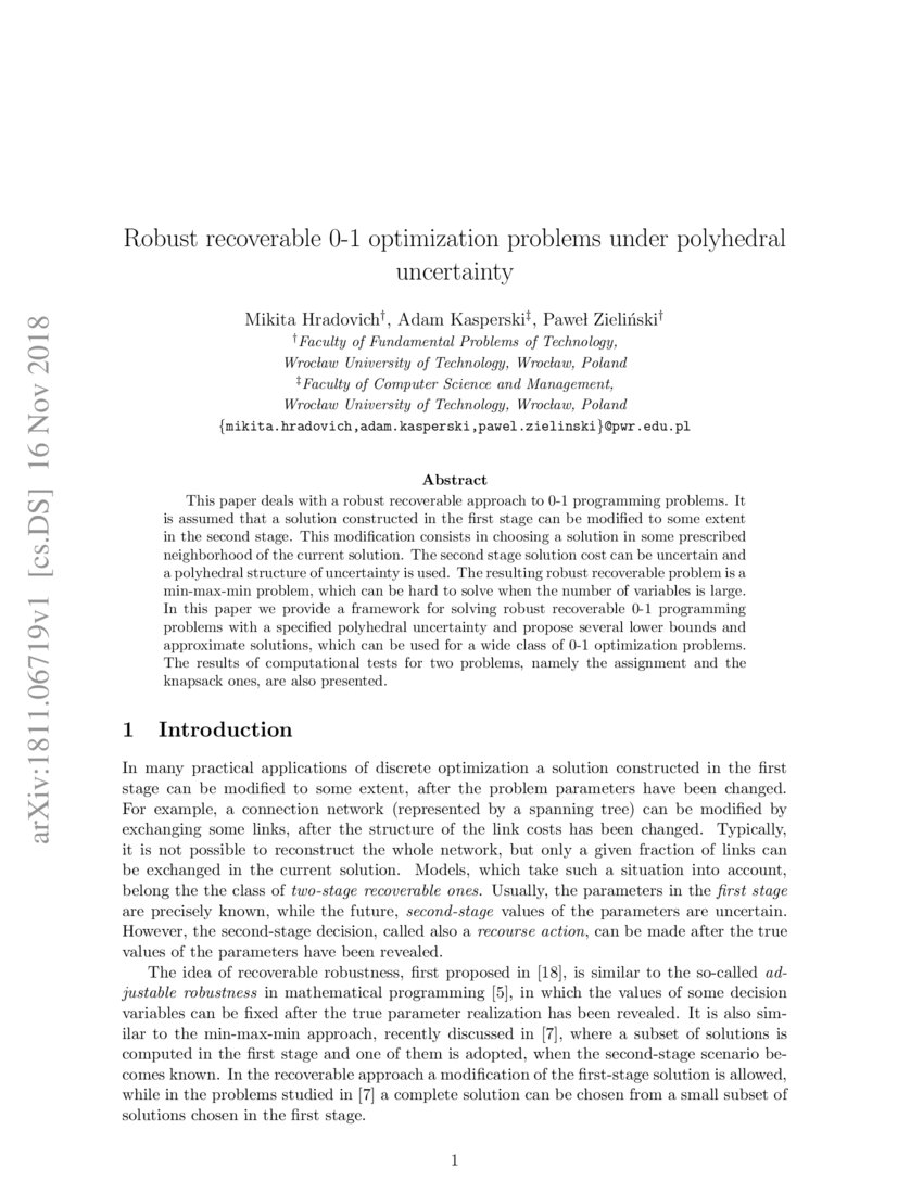 Robust recoverable 0-1 optimization problems under polyhedral ...