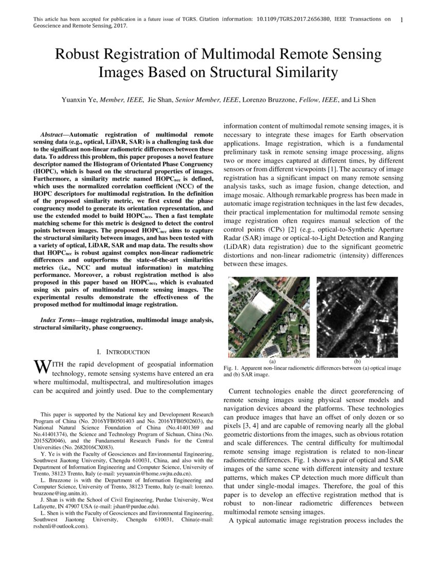 Robust Registration Of Multimodal Remote Sensing Images Based On