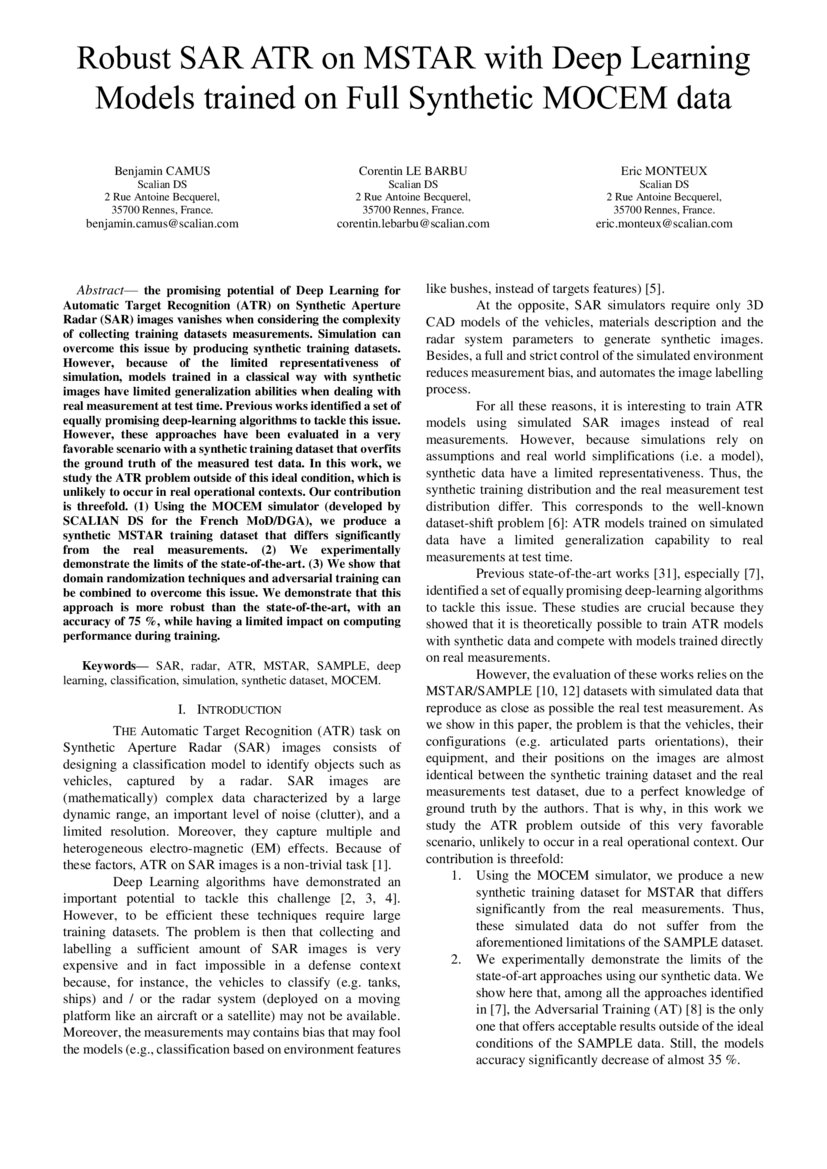 Robust SAR ATR on MSTAR with Deep Learning Models trained on Full ...