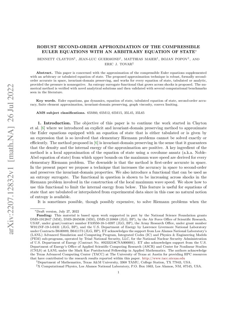 Robust Second Order Approximation Of The Compressible Euler Equations
