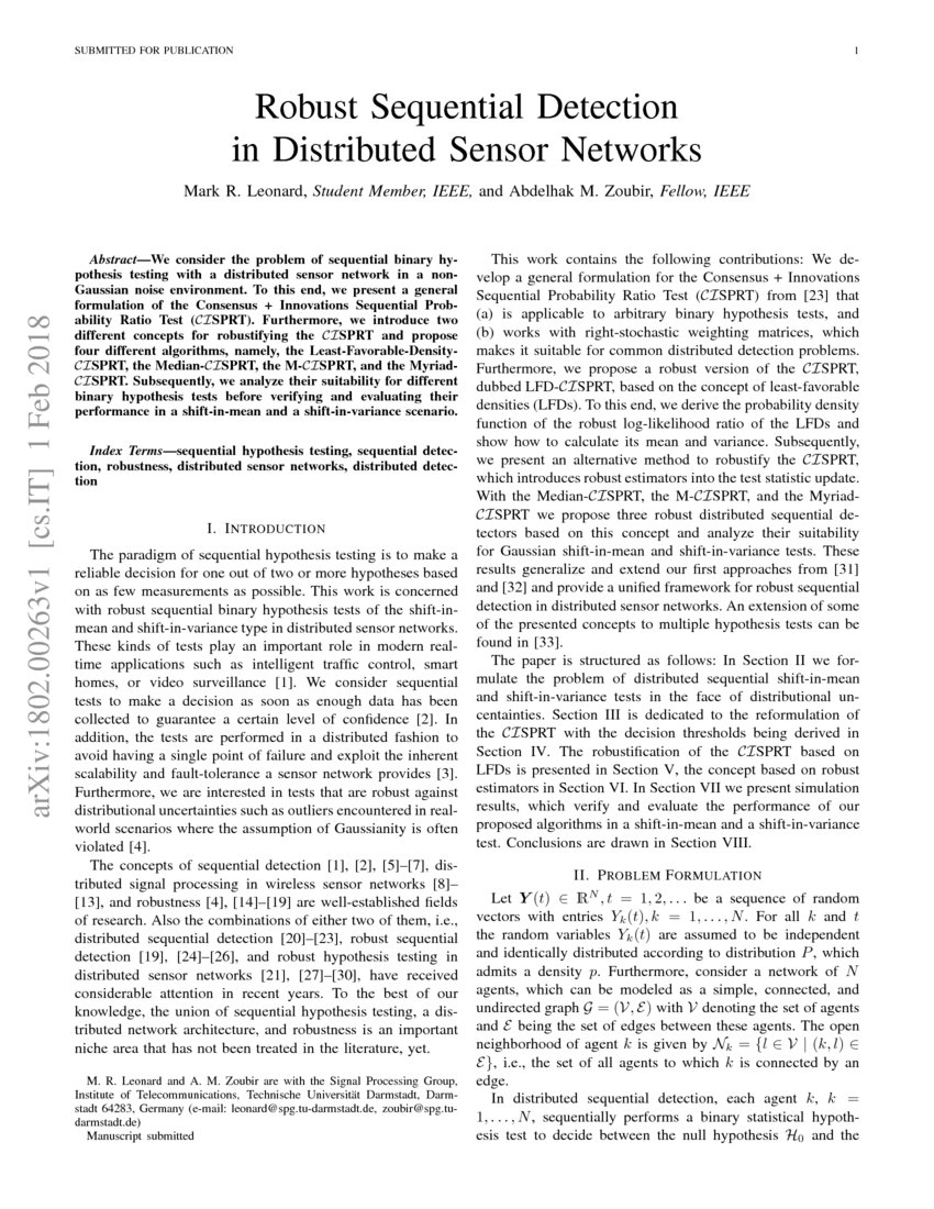 Robust Sequential Detection In Distributed Sensor Networks Deepai 8601