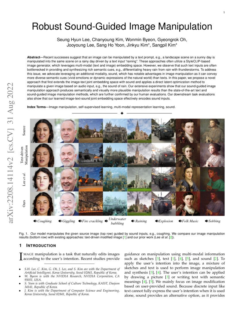Robust Sound-Guided Image Manipulation | DeepAI Robust Sound-Guided Image Manipulation | DeepAI