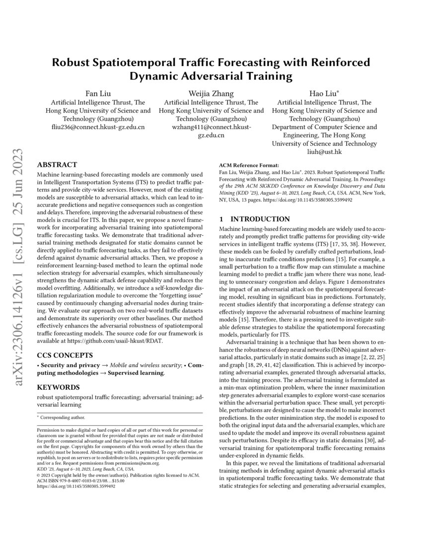 Robust Spatiotemporal Traffic Forecasting With Reinforced Dynamic