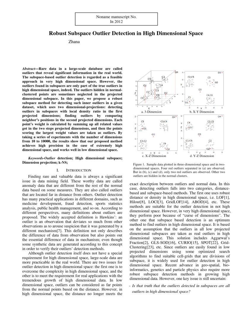 Robust Subspace Outlier Detection In High Dimensional Space Deepai