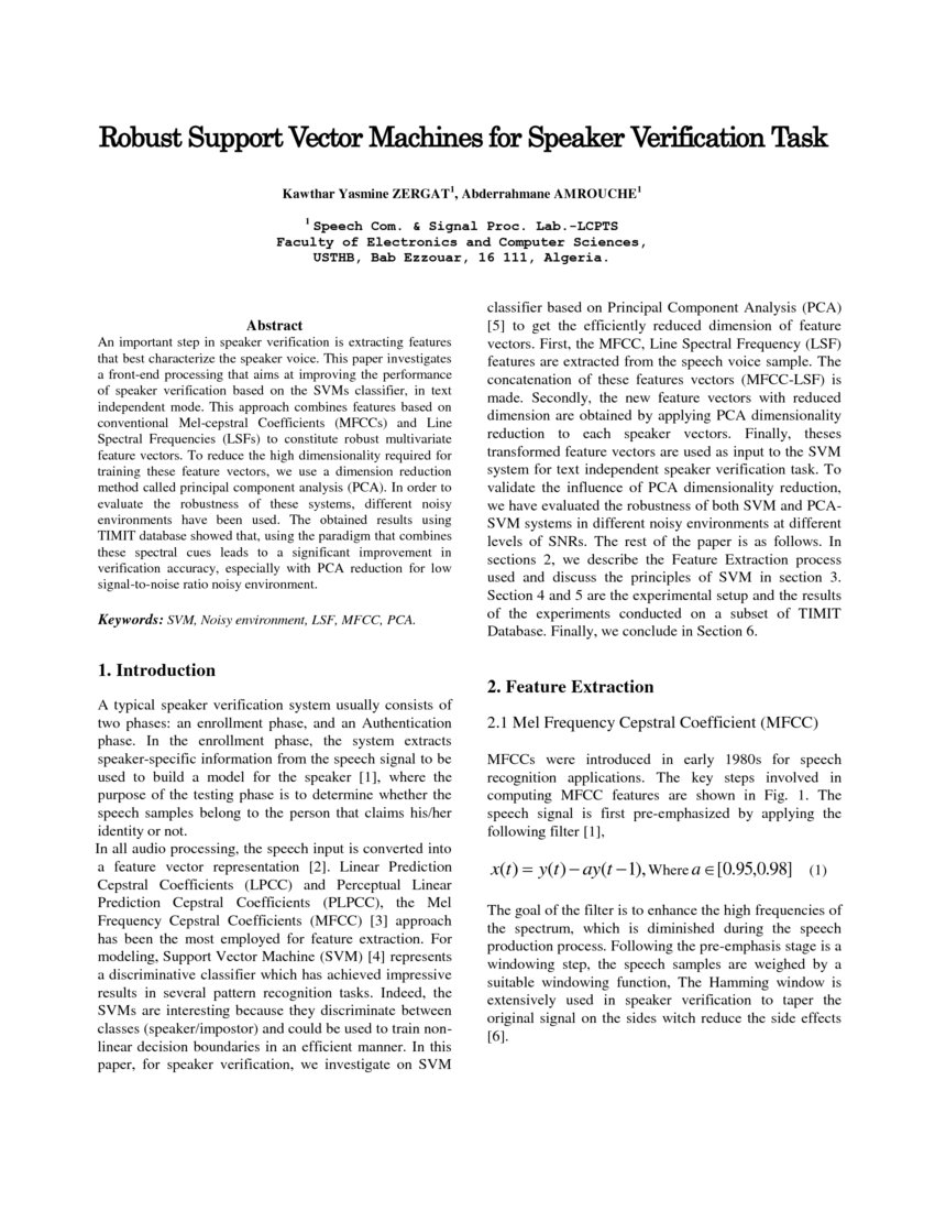 Robust Support Vector Machines for Speaker Verification Task | DeepAI
