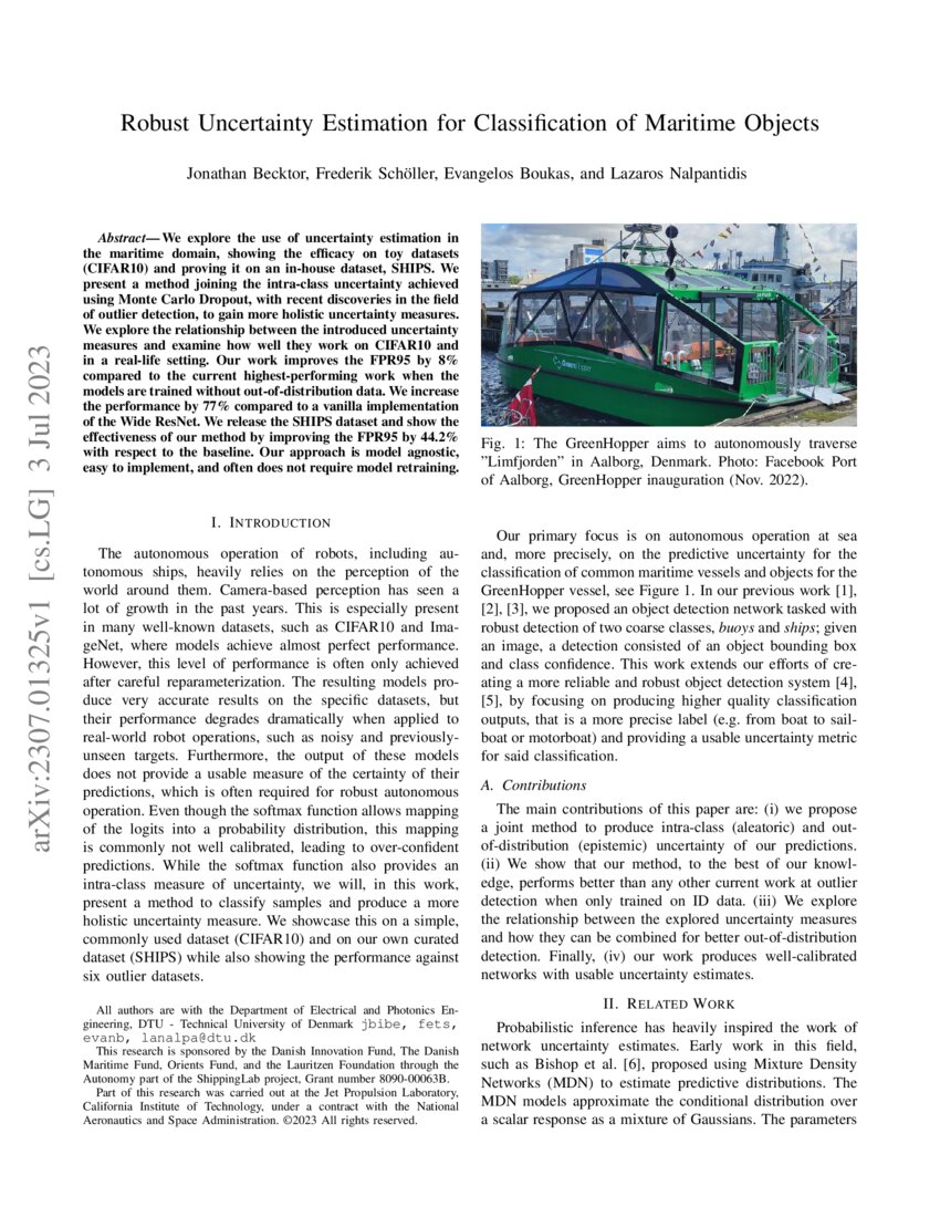 Robust Uncertainty Estimation for Classification of Maritime Objects | DeepAI