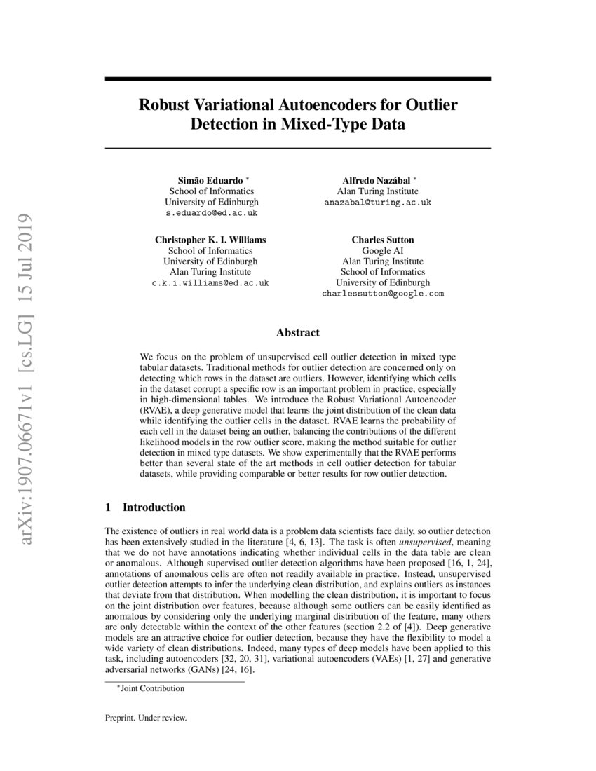 Robust Variational Autoencoders For Outlier Detection In Mixed Type