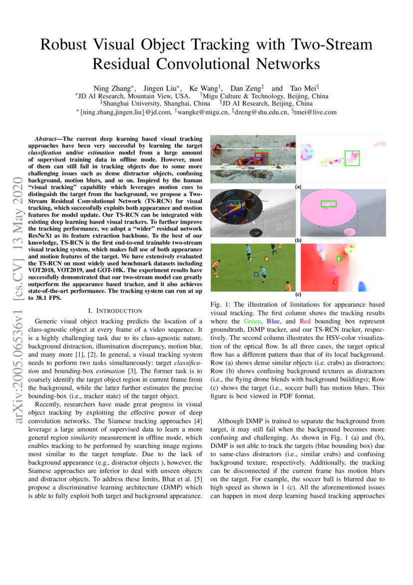 Robust Visual Object Tracking With Two Stream Residual Convolutional