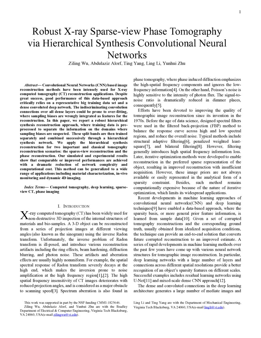 Robust X-ray Sparse-view Phase Tomography via Hierarchical Synthesis Convolutional Neural ...