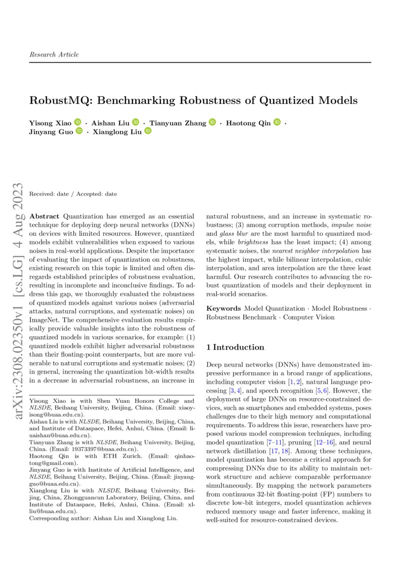 RobustMQ: Benchmarking Robustness of Quantized Models | DeepAI RobustMQ: Benchmarking Robustness of Quantized Models | DeepAI