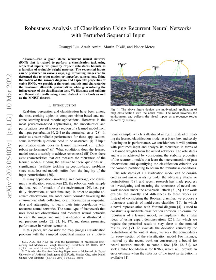Robustness Analysis Of Classification Using Recurrent Neural Networks With Perturbed Sequential