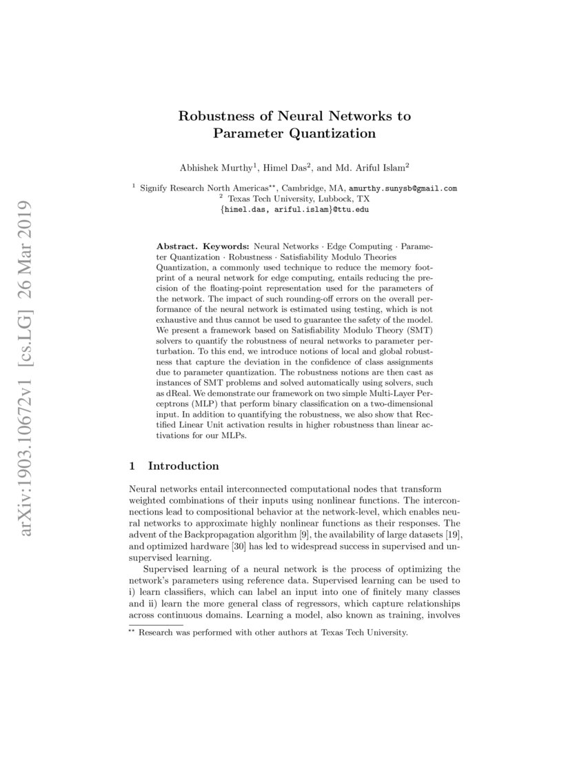Robustness of Neural Networks to Parameter Quantization | DeepAI Robustness of Neural Networks to Parameter Quantization | DeepAI