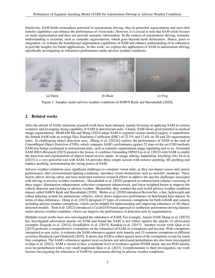 Robustness Of Segment Anything Model Sam For Autonomous Driving In