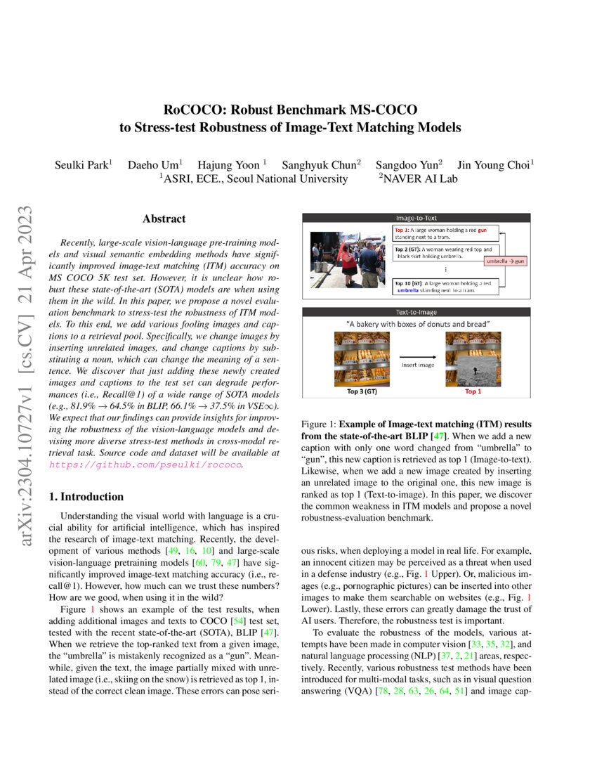 RoCOCO: Robust Benchmark MS-COCO to Stress-test Robustness of Image ...