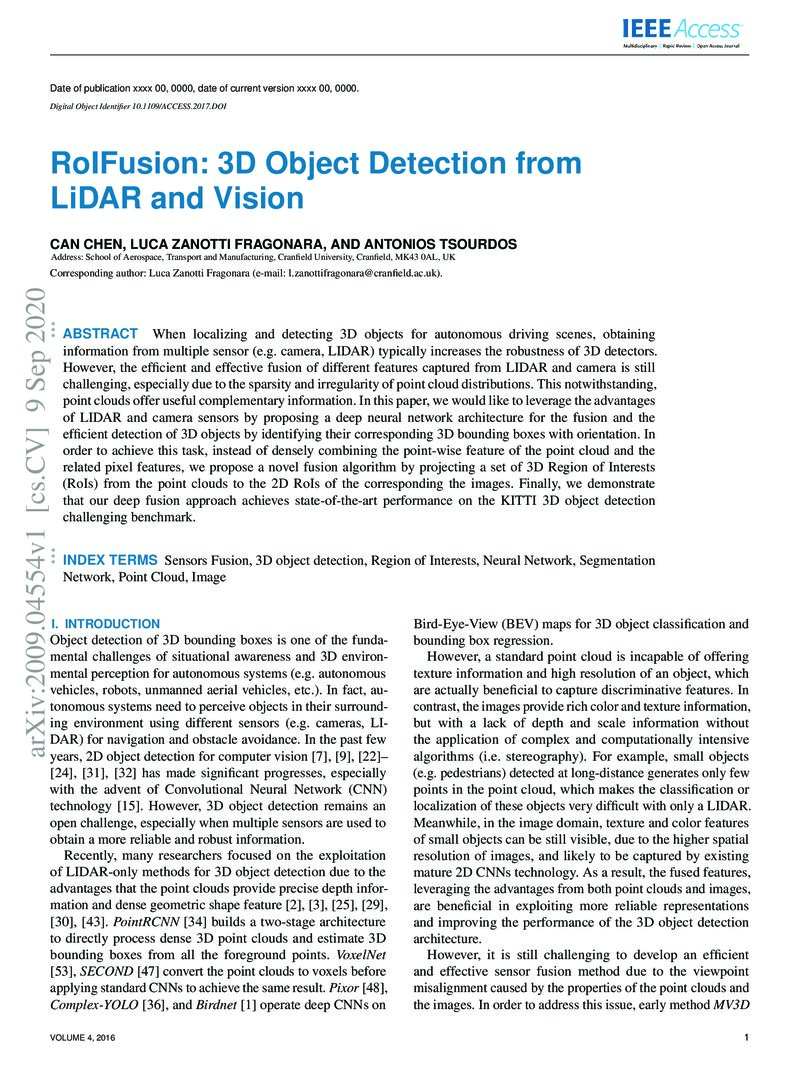 RoIFusion: 3D Object Detection from LiDAR and Vision | DeepAI