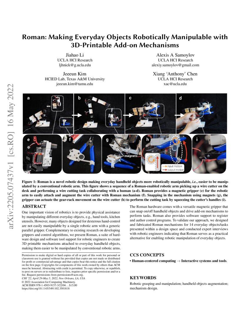 Roman: Making Everyday Objects Robotically Manipulable with 3D ...