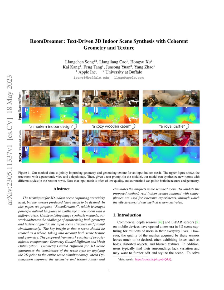 RoomDreamer: Text-Driven 3D Indoor Scene Synthesis with Coherent Geometry and Texture | DeepAI