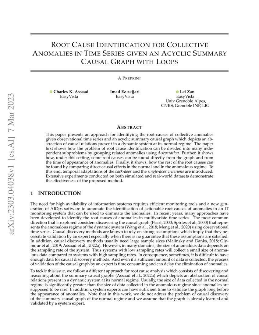 Root Cause Identification for Collective Anomalies in Time Series given an Acyclic Summary ...
