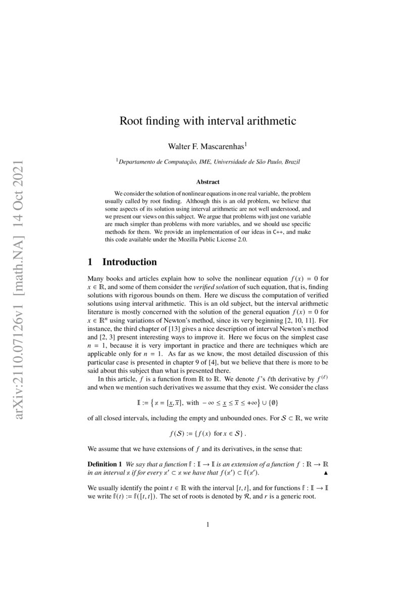 Root Finding With Interval Arithmetic | DeepAI