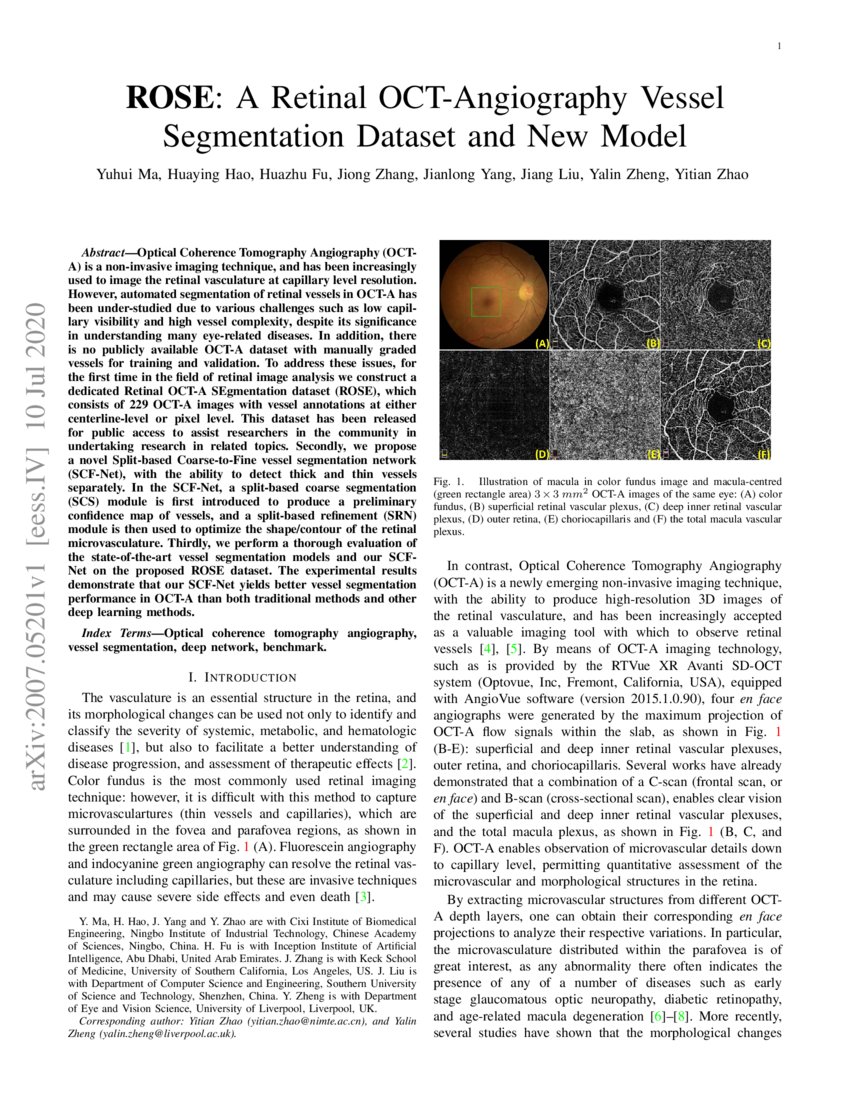 ROSE: A Retinal OCT-Angiography Vessel Segmentation Dataset and New ...