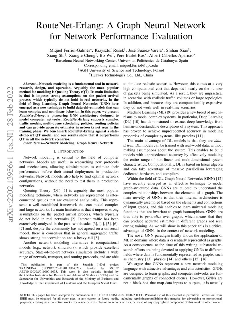RouteNet-Erlang: A Graph Neural Network for Network Performance Evaluation | DeepAI