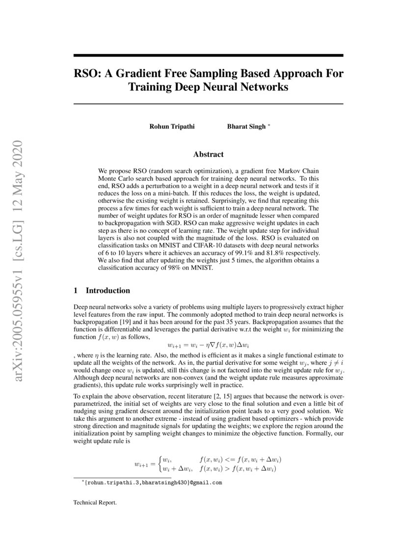 RSO: A Gradient Free Sampling Based Approach For Training Deep Neural Networks | DeepAI