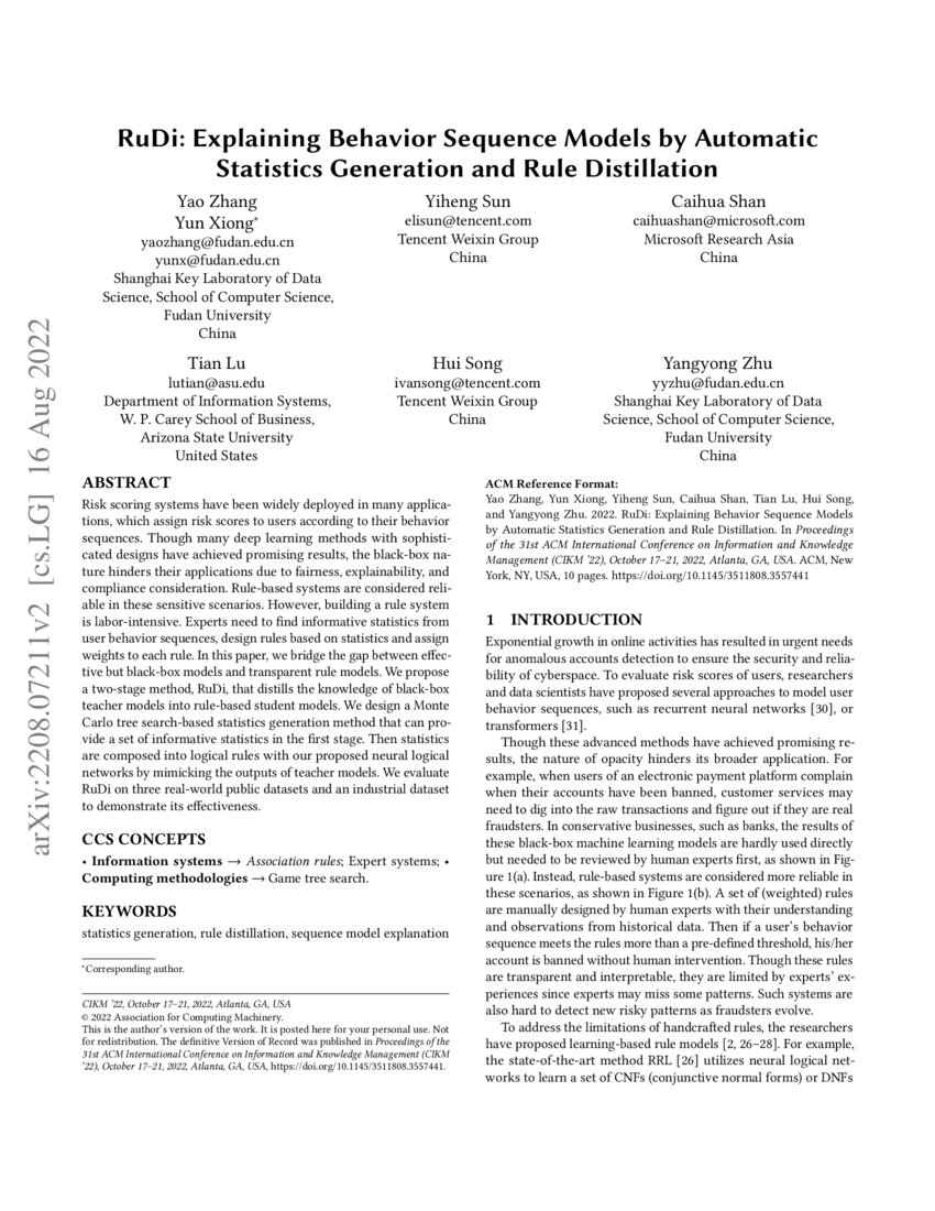 RuDi: Explaining Behavior Sequence Models by Automatic Statistics Generation and Rule ...
