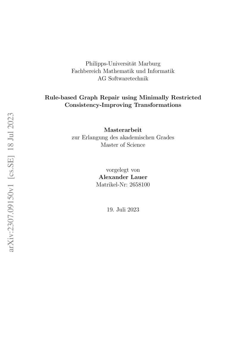 Rule-based Graph Repair using Minimally Restricted Consistency-Improving Transformations | DeepAI