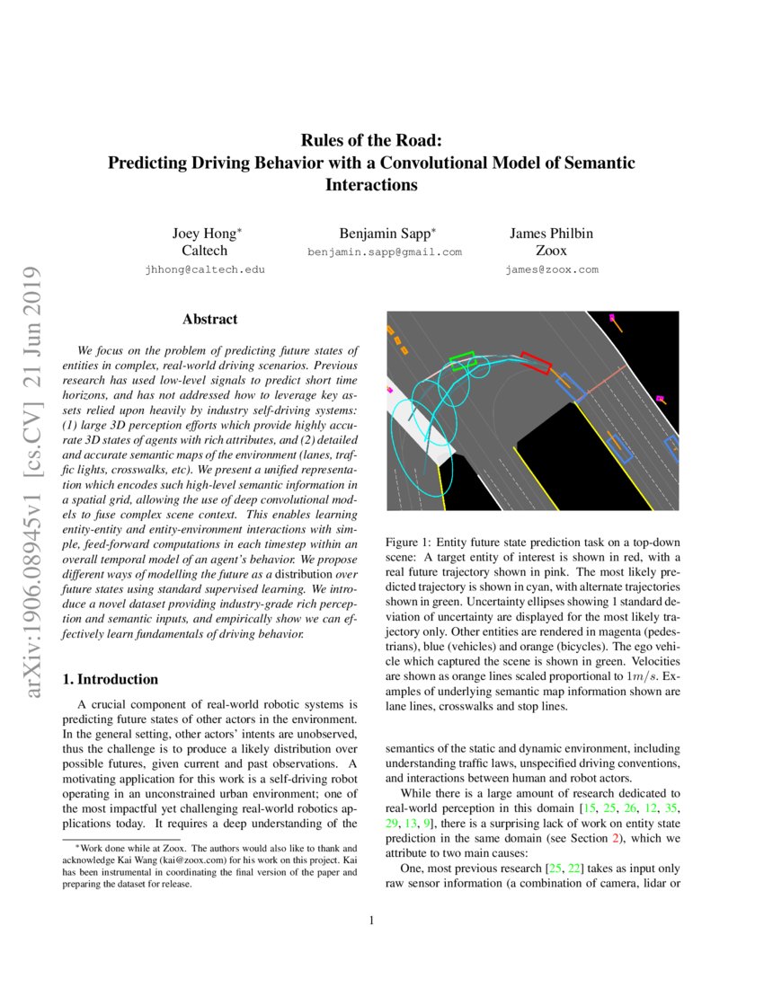 Rules of the Road: Predicting Driving Behavior with a Convolutional Model of Semantic ...