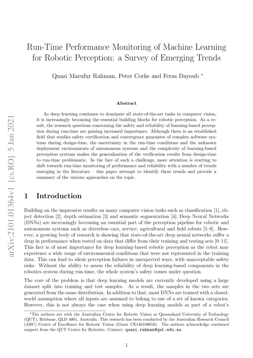 Run-Time Monitoring of Machine Learning for Robotic Perception: A ...