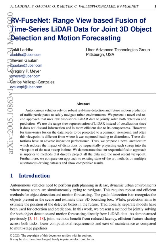 Rv Fusenet Range View Based Fusion Of Time Series Lidar Data For Joint