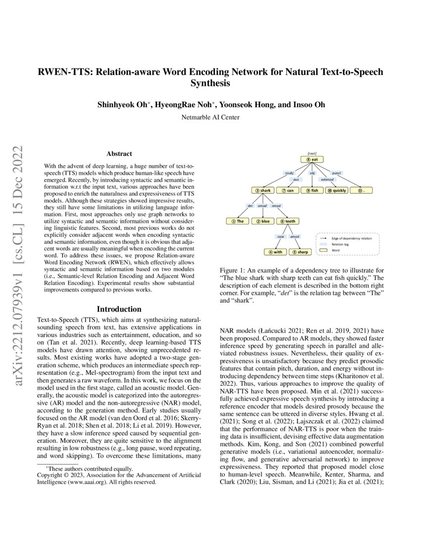 RWEN-TTS: Relation-aware Word Encoding Network for Natural Text-to-Speech Synthesis | DeepAI