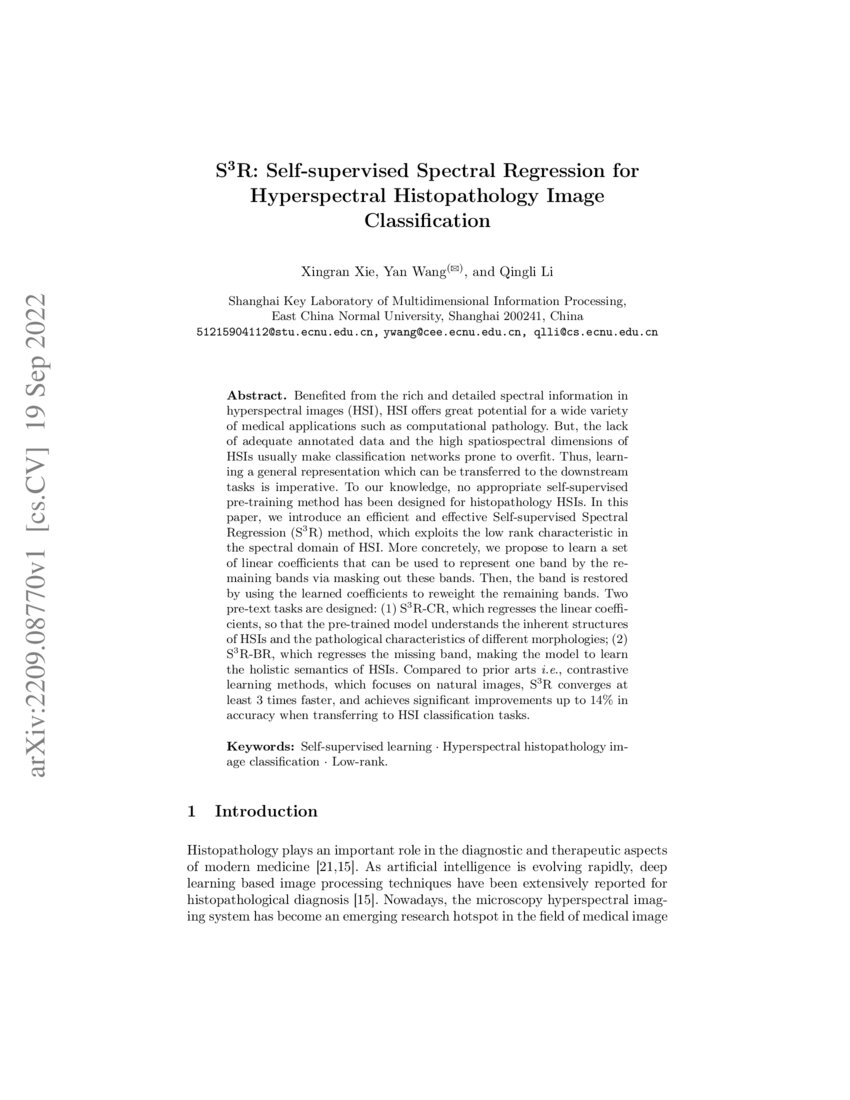 S^3R: Self-supervised Spectral Regression for Hyperspectral ... S^3R: Self-supervised Spectral Regression for Hyperspectral ...